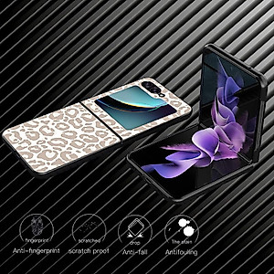 FUYOCWE for Samsung Galaxy Z Flip 5 Case,Leopard Cheetah Print Pattern Cover for Women Men, Slim Fit Lightweight PU Leather Hard PC Folding Phone Case for Samsung Galaxy Z Flip 5 5G 2023