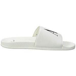 A|X Armani Exchange Men's Icon Project Logo Slip-on Slide Sandal Flip-Flop, Op.white, 7