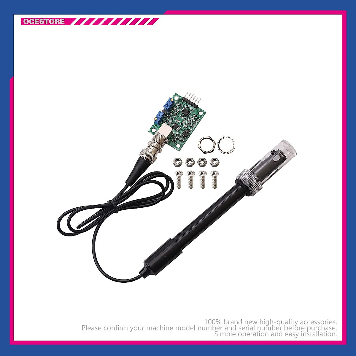 OCESTORE PH Value Detect Sensor Module PH0-14 + PH Electrode Probe BNC for Arduino PH Value Detect Sensor