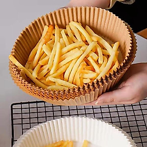 Air Fryer Disposable Paper Liner, 100Pcs Round Non-Stick Air Fryer Parchment Liner, Baking Paper Cooking Paper for Air Fryer, Microwave Oven, Frying Pan, Oil-proof, Water-proof (6.3 inch)