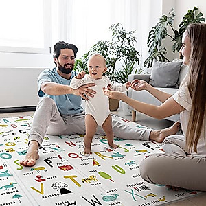 Baby Play Mat 79" X 71",Reversible Waterproof Foldable Foam Floor Playmat for Kids Toddlers, Extra Large Anti- Slip Baby Crawling Mat