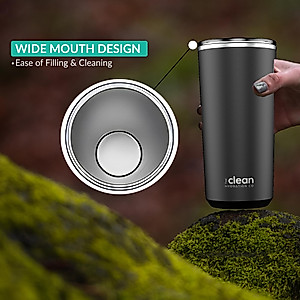 The Clean Hydration Company Tumbler Insulated with Lid, Double-Wall Vacuum, 20 Oz Travel, Office Tumbler, Hot & Cold Drinks, Ceramic Interior, Spill-Proof, BPA-Free, No Metal Taste