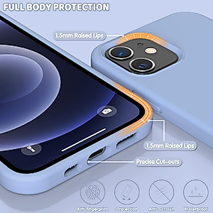 OuXul Compatible with iPhone 12 Mini Case,Liquid Silicone Gel Rubber Phone Case,iPhone 12 Mini Case 2020 Cover 5.4 Inch Full Body Slim Soft Microfiber Lining Protective Case(Lilac)