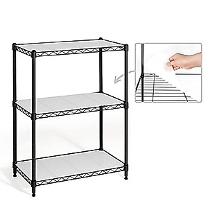 CAPHAUS NSF Adjustable Shelves Wire Shelving Unit w/Liner, Kitchen Storage Shelving, Metal Steel Storage Shelving, Garage Shelving Storage Organizer, Utility Shelf, 3-Tier no Wheel, Black