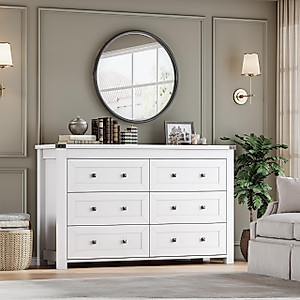 BORNOON 6-Drawer Dresser for Bedroom, Chest of Drawers with Ample Storage, Modern Farmhouse-Style Wooden Dresser for Bedroom, Hallway, Entryway, Closet