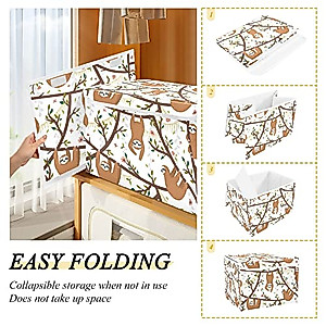 Tropical Sloths Storage Bins with Lids for Organizing Lidded Home Storage Bins with Handles Oxford Cloth Storage Cube Box for Car