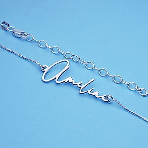 PicturesOnGold Custom Name Anklets for Women in Sterling Silver or 14K Gold Personalized Ankle Bracelet Jewelry With Any Name or Word