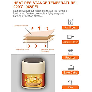 Air Fryer Disposable Paper Liner, Parchment Sheets Round Baking Paper for Air Fryer, Microwave Oven, Roaster, Pan - 100Pcs (8 inch/20cm)