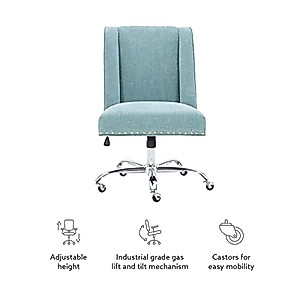 Clayton Aqua and Chrome Swivel Adjustable Height Office Chair By Linon