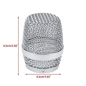 Meprotal 4 Pack Replacement Ball Head Mesh Microphone Grill for Baier BBS Wireless Microphone and Wired Mics (Sliver)