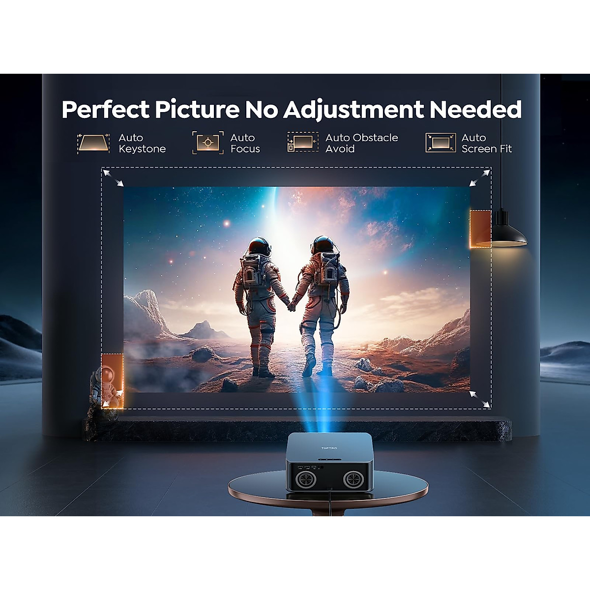 Outdoor Projector 4K, 5G WiFi Bluetooth Projector with 4D/4P Keystone Correction, Compatible with iOS/Android/ TV Stick/PS4