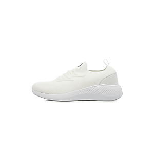 RBX Women's Slip On Athletic Training Shoe Lightweight Running Sneaker Quick Dry Mesh Breathable Gym Shoe Easy Slip On Lace Up Sneakers for Walking, Workouts, Commuting, Casual Wear Ivory White 7.5