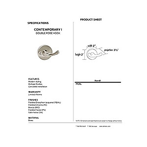 Alno A8384-PC Contemporary I Modern Robe Hooks, Polished Chrome