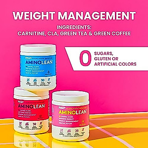 RSP NUTRITION AminoLean Pre Workout Powder, Amino Energy & Weight Management with Vegan BCAA Amino Acids, Natural Caffeine, Preworkout Boost for Men & Women, 30 Serv, Pink Lemonade…