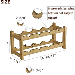 BAMEOS Wine Rack Free Standing 8 Bottle 2 Tier Bamboo Wine Racks Countertop Cabinet Wine Holder Wine Storage Shelf for Kitchen, Bar, Pantry, Wine Cellar, Basement, Countertop (16.85 L x 9.25W x 7H)