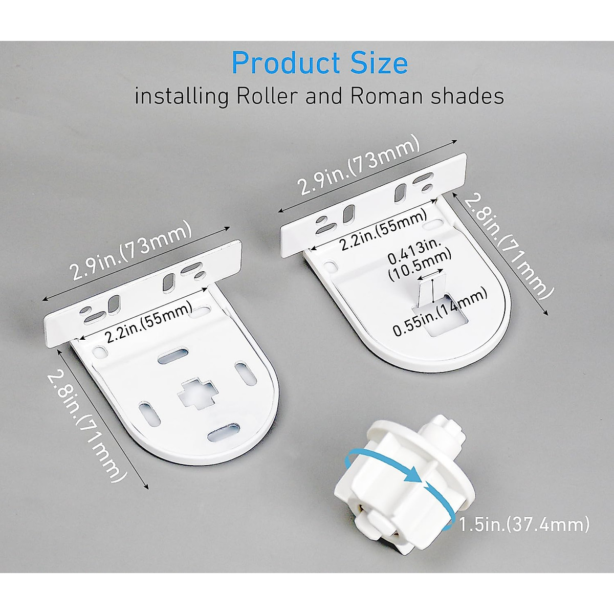 Rollerhouse 38/40mm Roller Blind Repair Kit, Mount Window Shade Brackets, Curtain Roller Blind Accessories for Electric Blinds with 1 1/2" Tube, 1 Pair, White