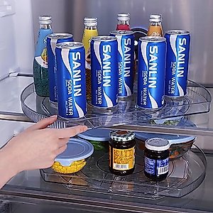 Yatmung Long Square Lazy Susan Turntable for Refrigerator - 16.5 Inch Clear Rectangular Lazy Susan Storage - Cabinet, Countertop, Pantry, Kitchen - Large Fridge Lazy Susan Organizer Rectangle