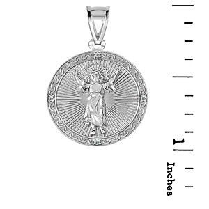 925 Sterling Silver Divino Niño Jesús Medalla Cubic Zirconia Charm Pendant