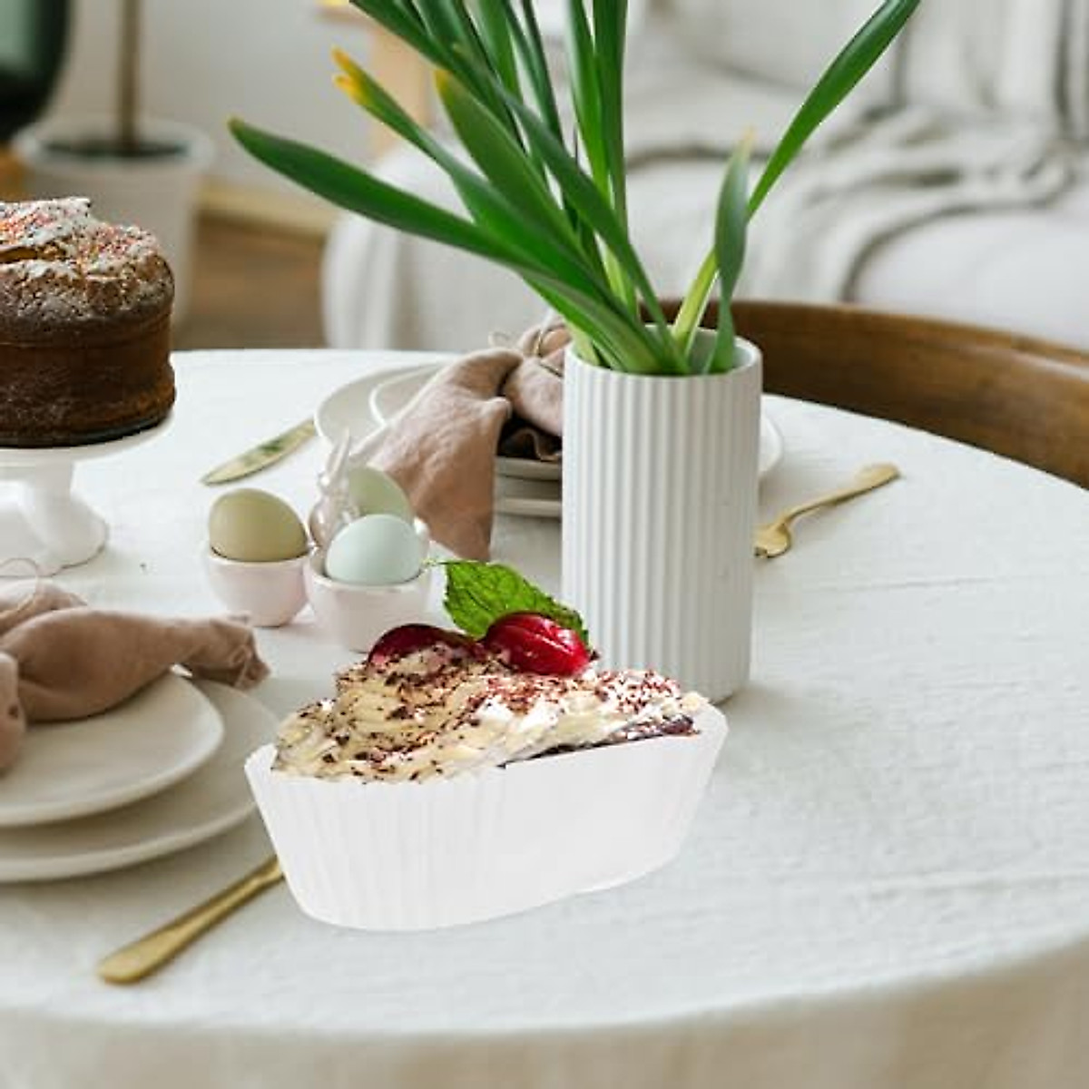 Angoily Wedding Cupcake Cups 1000PCS Paper Cupcake Baking Cups Oval Mini Cupcake Liners for Baking Muffins, Cupcakes or Mini Snacks, Mini Loaf Liners for Baking ( White ) Baking Cups