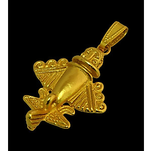 Across The Puddle, Ancient Golden Jet-9 Pendant Necklace | 24k GP Golden Flyer | Pre-Columbian Quimbaya Airplane Jet | Ancient Aircraft | Ancient Astronauts | Original Golden Jets Collection