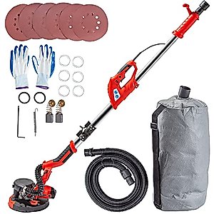 VEVOR Drywall Sander 750W, Electric Sander Variable Speed 800-1750RPM, Drywall Sander Foldable Sheetrock Sander, with Telescope Handle, Vacuum Bag Drywall Sanders 6 Sand Pads