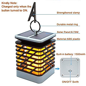 Zhenmu home Waterproof LED Solar Flame Garden Light Wall Light Outdoor Stair Lighting Safety Light Candle Hanging Solar Lantern