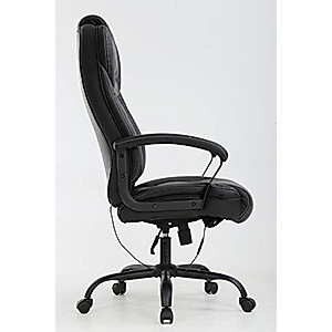 500lbs Big & Tall Task Office Chair, Wide Seat Desk Chair with Massage Lumbar Support Armrest Swivel Rolling High Back Leather Adjustable Ergonomic Computer Chair for Managerial Executive Chairs Black