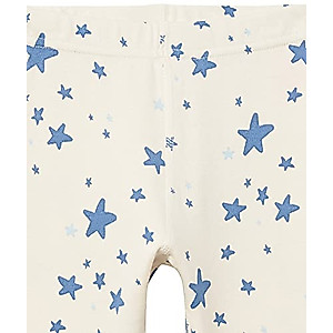 Moon and Back by Hanna Andersson Unisex Toddlers' Organic Cotton Long-Sleeve Top and Bottom Pajama Set, Blue Ecru Stars, 2T
