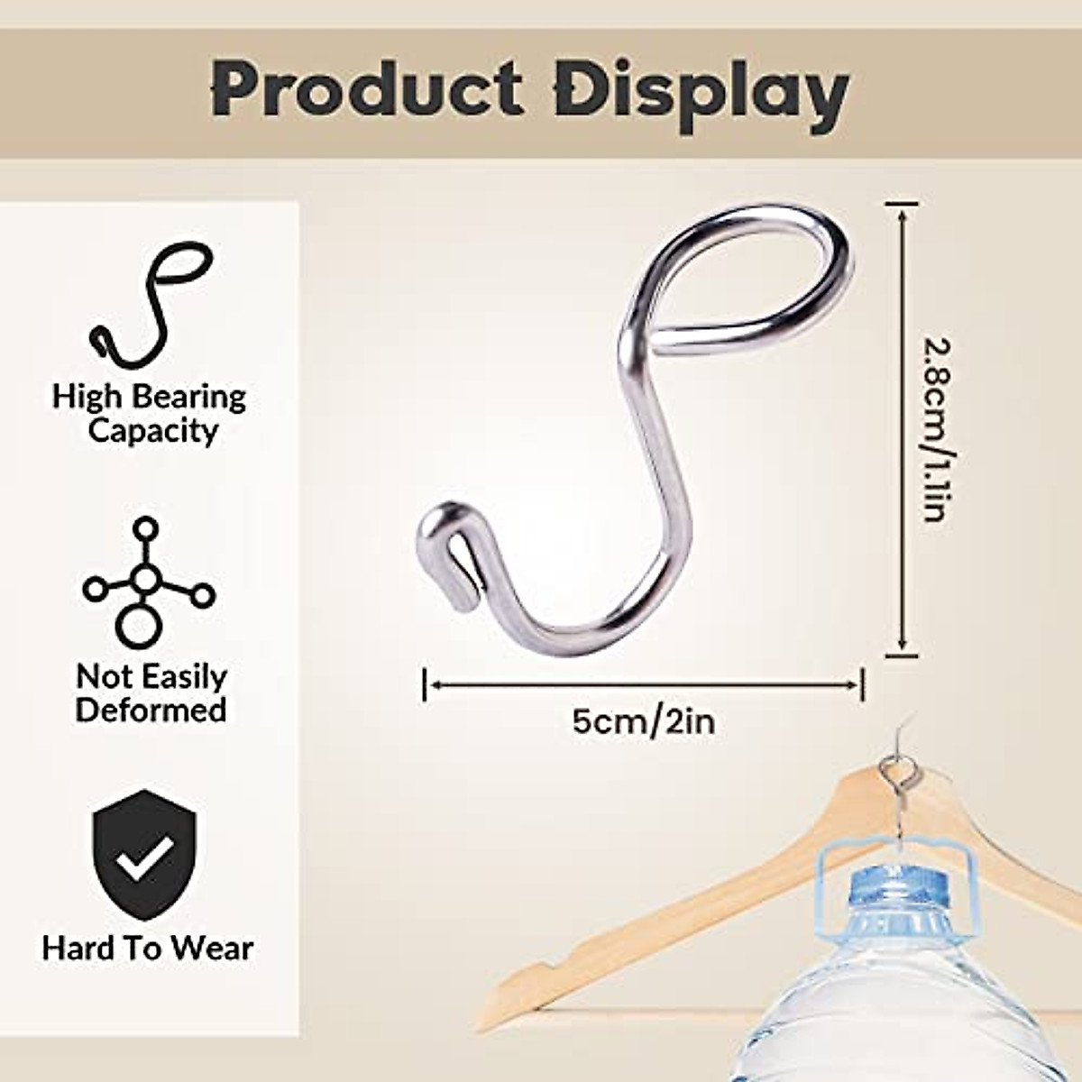 HolyMaji Metal Clothes Hanger Connector Hooks, 60 Pack Sturdy Hanger Extender Hooks, Space-Saving Clothes Hanger Connector Hooks, Stainless Steel Hooks for Hangers Closet Wardrobe