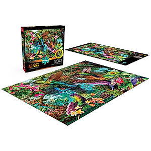 Buffalo Games - Hummingbird Garden - 500 Piece Jigsaw Puzzle with Hidden Images, Green
