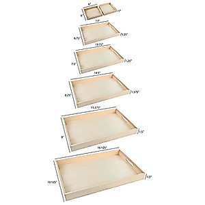 Hammont Wooden Nested Serving Trays - 7 Pack - Set of Rectangular Shape Wood Trays for Crafts with Cut Out Handles | Kitchen Nesting Trays for Serving Pastries, Snacks, Mini Bars, Chocolate