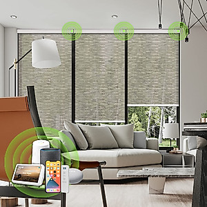 LEYBUSH Motorize Remote Control Blinds, Roller Window Shades(Rechargeable Build-in Battery) Smart Blind Shade Compatible with Smartphone App Smart Home Alexa Google Home, American Products