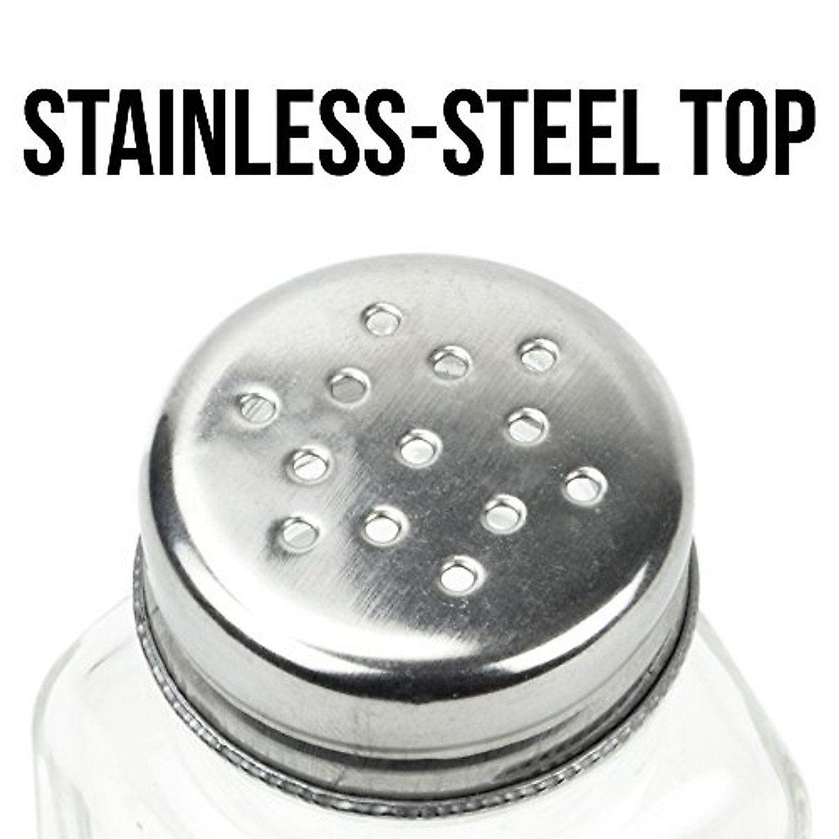 Back of House Ltd. Salt & Pepper, Spices, Seasonings Shakers - Stainless Steel & Glass Restaurant Home Kitchen - 12 Standard
