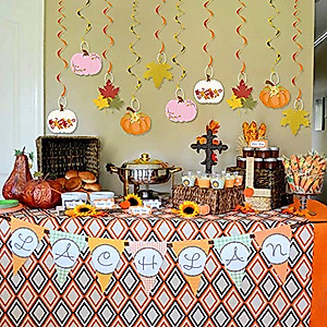 20Pcs Fall Party Hanging Decorations, Autumn Pumpkin Maple Leaf Thanksgiving Hanging Swirls Streamers, Fall Hanging Decorations for Little Pumpkin Baby Shower Fall Thanksgiving Birthday Party Supplies