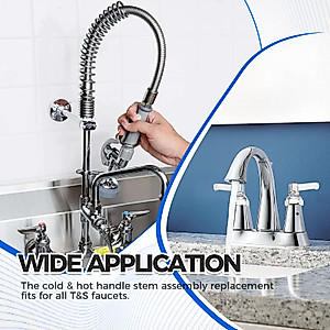 MOOTVGOO 2 Pack Handle Stem Assembly, Blue Cold and Red Hot Side Spindle Assembly Valve Replacement for T&S Brass Faucets, Replace 002714-40 002713-40