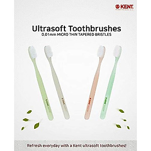 [KENT] CLASSIC Medium Head Extra Soft Toothbrush, Sensitive Teeth & Gums for Adults & Teens - (Set of 6)