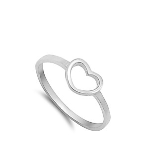 Heart Women's Promise Ring New .925 Sterling Silver Band Size 7