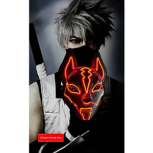 GLDYTIMES Fox Mask Light Up Drift Masks Wolf LED Colour Cosplay Glowing Decorations Masks Gift Costume Child Adult Festival Party Mask
