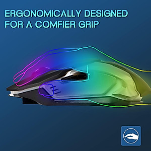 VEGCOO Wireless Gaming Mouse, C8 Silent Click Wireless Rechargeable Mouse with Colorful LED Lights and 3 Level DPI 400mah Lithium Battery for Laptop and Computer (Black)