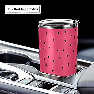 Jihqo Cartoon Watermelon Dot Tumbler with Lid and Straw, Insulated Stainless Steel Tumbler Cup, Double Walled Travel Coffee Mug Thermal Vacuum Cups for Hot & Cold Drinks 12oz