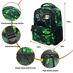 TONGRUIQ Video Game Funny Backpack, large 17-inch Laptop Travel Laptop Daypack School Bag with Multiple Pockets for Men Women Boys Girls