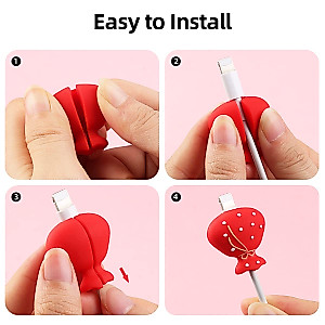 SUNGUY Cute Cable Protector for iPhone Charger Cable, 5pcs Animal Cable Protector, USB Charger Cord Protector for Christmas