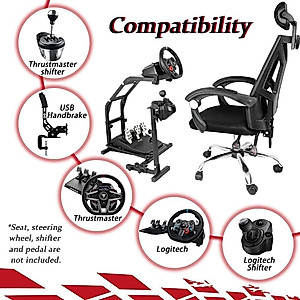 Marada Racing Steering Wheel Stand Adjustable Fit for Logitech Thrustmaster G29 G920 G923 T248 T300 T300RS TX F458 T500 Racing Simulator Cockpit Sim Racing Stand, Shifter Wheel and Pedal Not Included