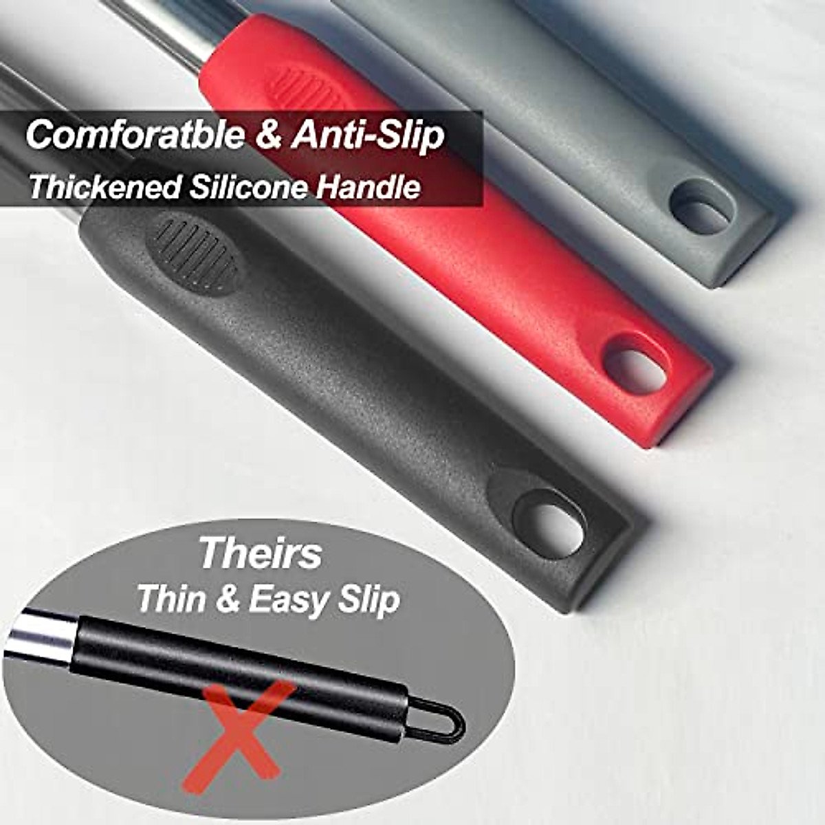 2 Pack Spatulas, Solid & Slotted Silicone Spatula Set, Stainless Steel Handle Coated with Silicone, Non Stick Turners, Heat Resistant BPA Free Rubber Spatulas for Fish, Eggs, Pancakes, WOK, Black