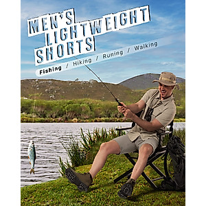 33,000ft Men's Golf Shorts 10" Inseam with Zipper Pocket Lightweight Quick Dry Stretch Hiking Cargo Shorts for Travel Fishing Fossil