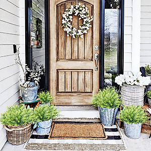 Dehoxara Artificial Boxwood 6 Bundles, Artificial Greenery Stems Fake Outdoor Plants UV Resistant No Fade Desk Plant for Home Office Bathroom Garden Porch Hanging Planter Window Box Decorating