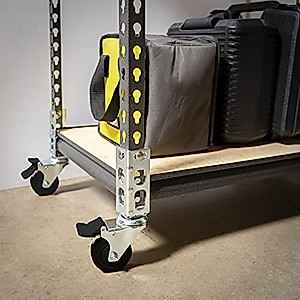 Tool Guy Republic 4pc - Storage Rack Caster Wheels (Adapts to Boltless Self Locking Shelving Racks) (3" (1500 Max Total Capacity))