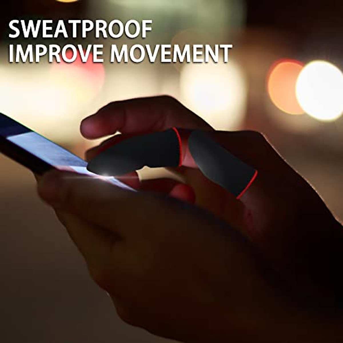 30 Pack Mobile Phone Gaming Finger Sleeves, Nuozme Finger Sleeves Fit All Touchscreen Devices, 0.15mm Nanofibers, Smooth Feel, Anti-Sweat, Extremely Thin, Zero-Seam Design,Red, Yellow and Blue Edge