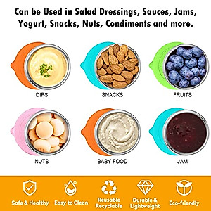 Stainless Steel Condiment Containers with Lids, 4 x1.7 oz Salad Dressing Container To Go, Leakproof Reusable Sauce Container with Silicone Lids, Small Dipping Sauce Cups for Lunch Box Picnic Travel