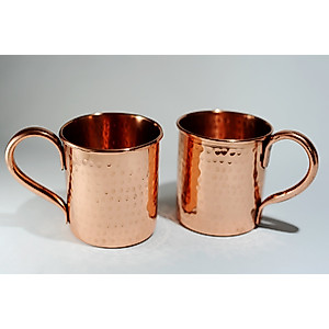 Alchemade 100% Pure Hammered Copper Mug Set - Set of 2 14 Oz Cups For Moscow Mules, Cocktails, Or Your Favorite Beverage - Keeps Drinks Colder, Longer